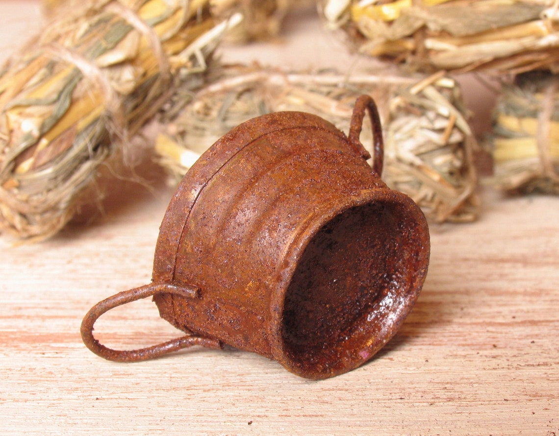 Rustic Rusty Miniature Metal Tub for Your Dollhouse Garden | Etsy