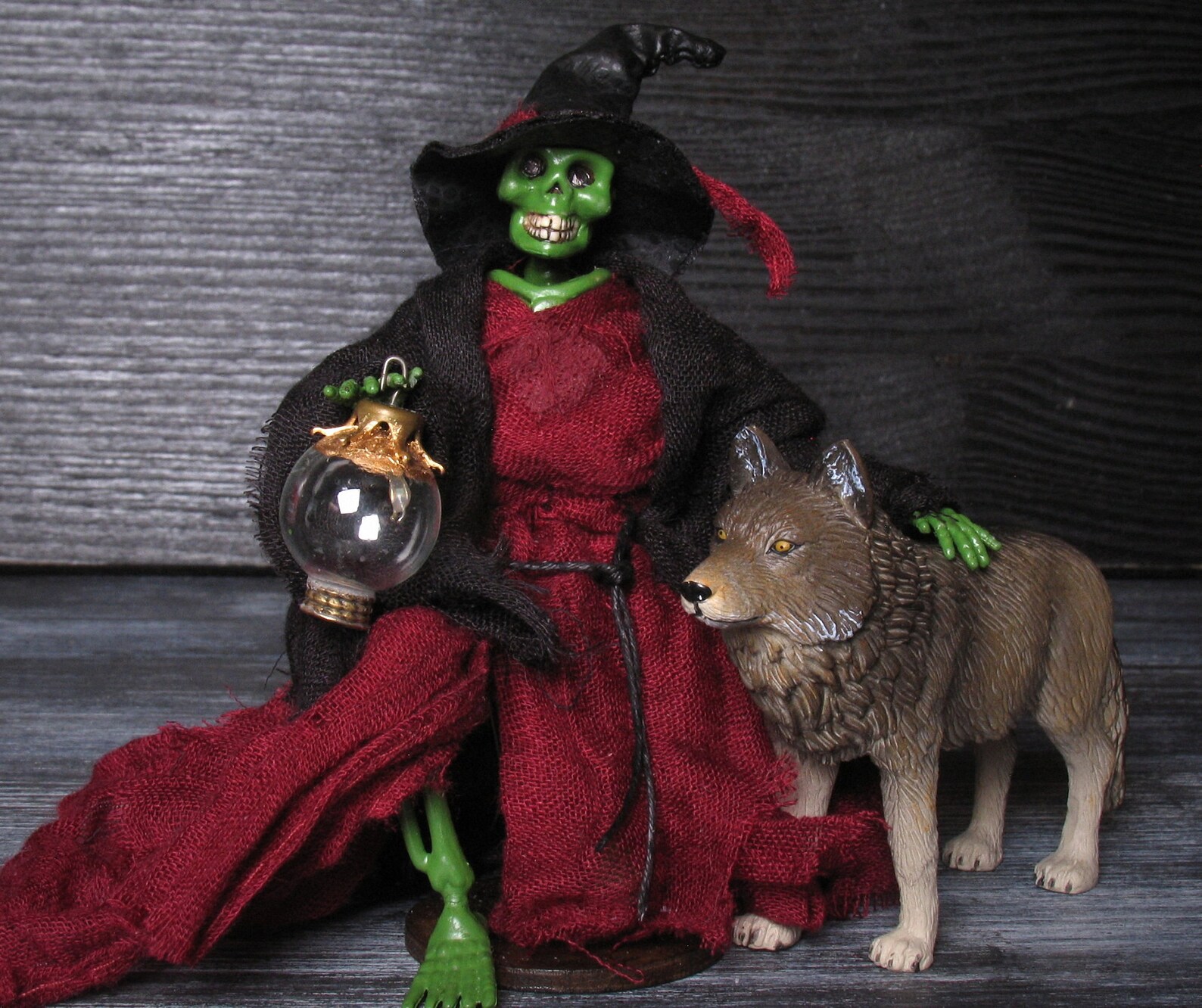 Miniature Skeleton witch With Illuminated Lantern and | Etsy