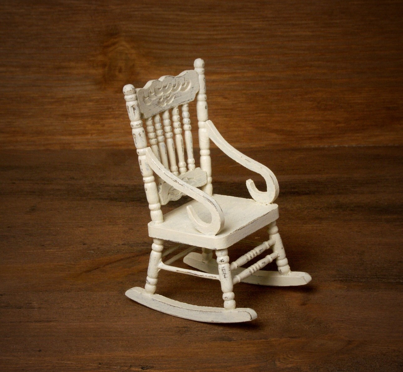 Shabby Chic Miniature Wooden Rocking Chair for Your Dollhouse - Etsy