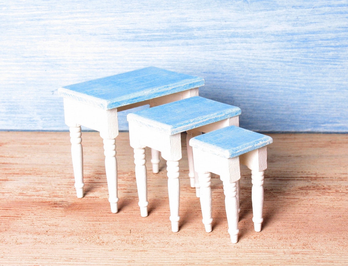 Shabby Chic Miniature Side Table Set for Your Dollhouse | Etsy
