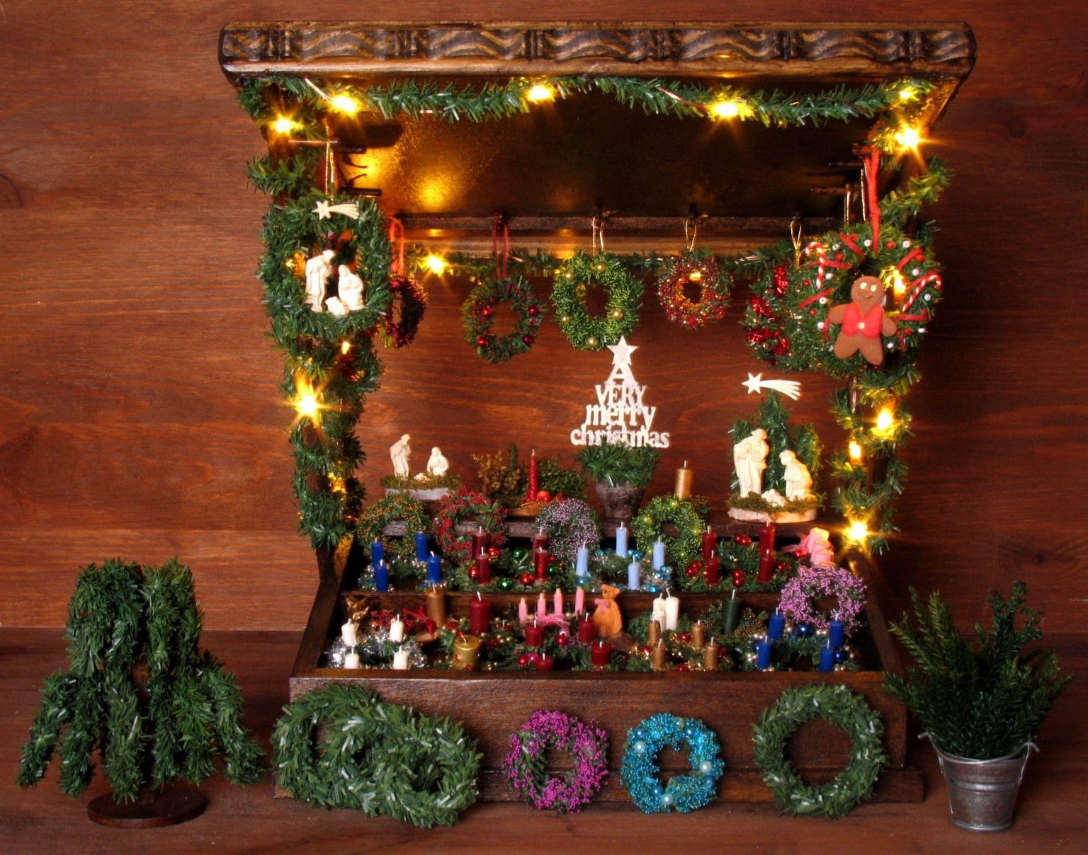 Illuminated Miniature Market Stall 1:12 Dolls & Miniatures Art ...