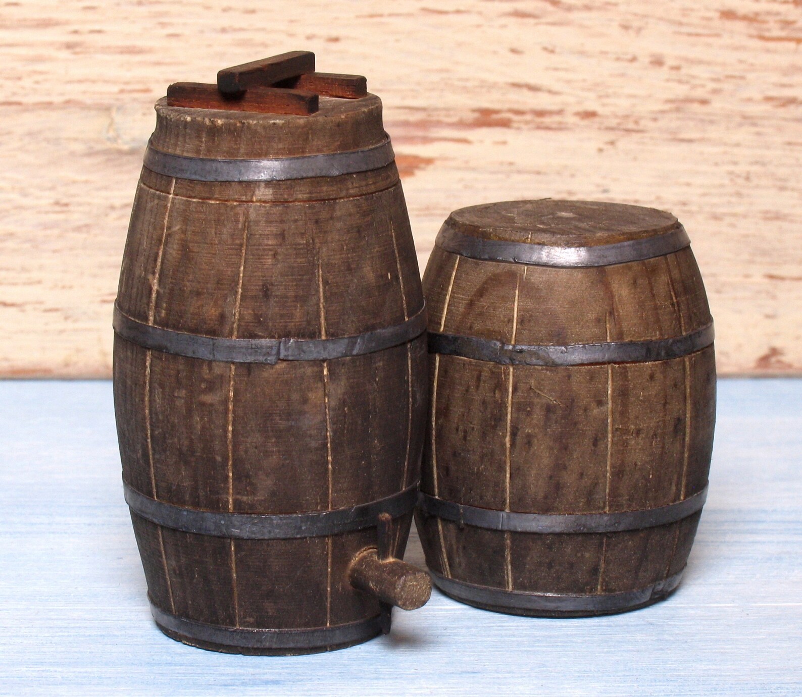 Rustic Miniature Wooden Barrel With Metal Rings for Your - Etsy