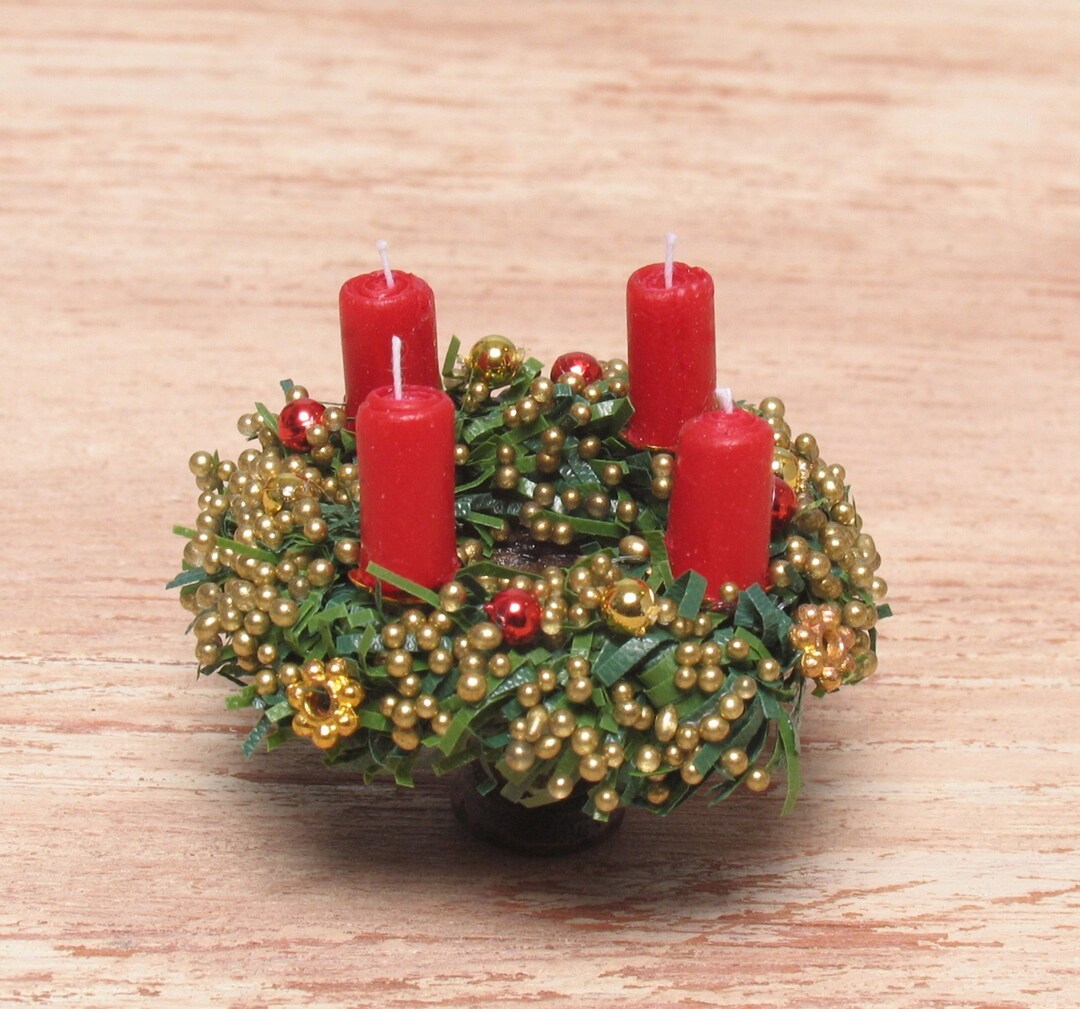 Noble Miniature Advent Wreath on Wooden Stand for Your Dollhouse - Etsy