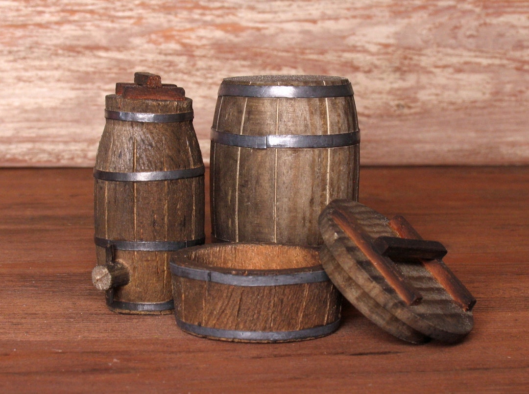 Rustic Miniature Wooden Grape Barrel With Metal Rings for Your - Etsy