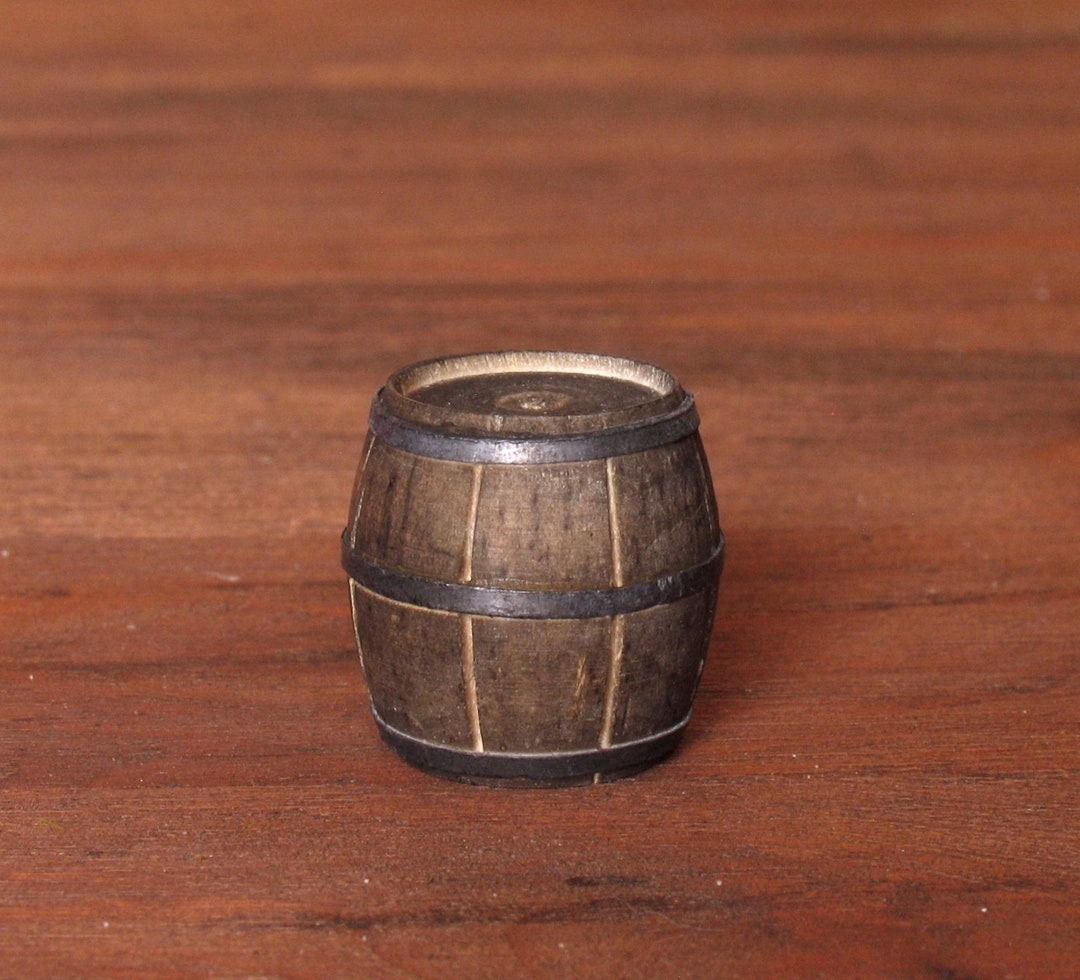 Rustic Miniature Wooden Barrel With Metal Rings for Your Dollhouse - Etsy