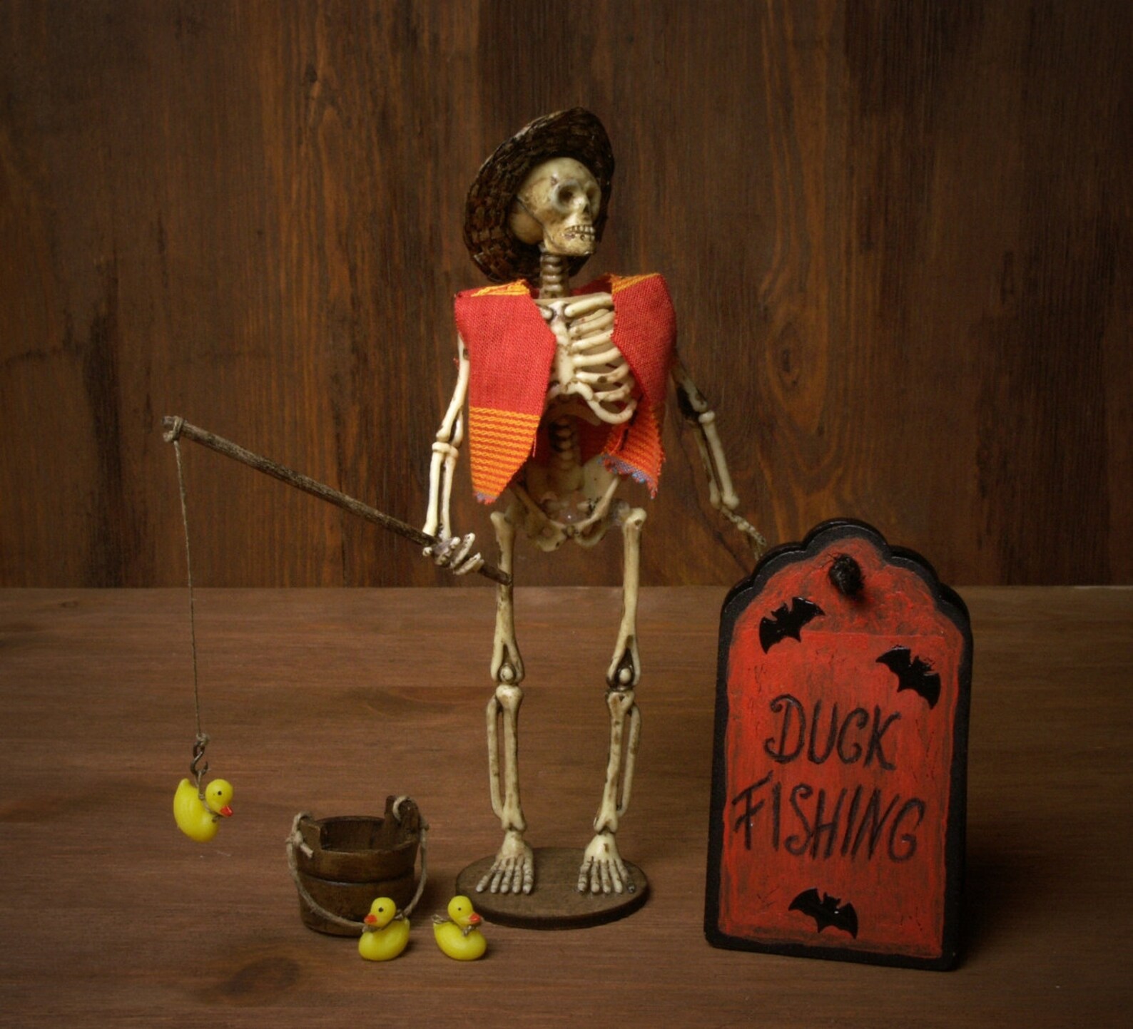 Miniature Scene Skeleton Duck Fishing for Your Dollhouse - Etsy