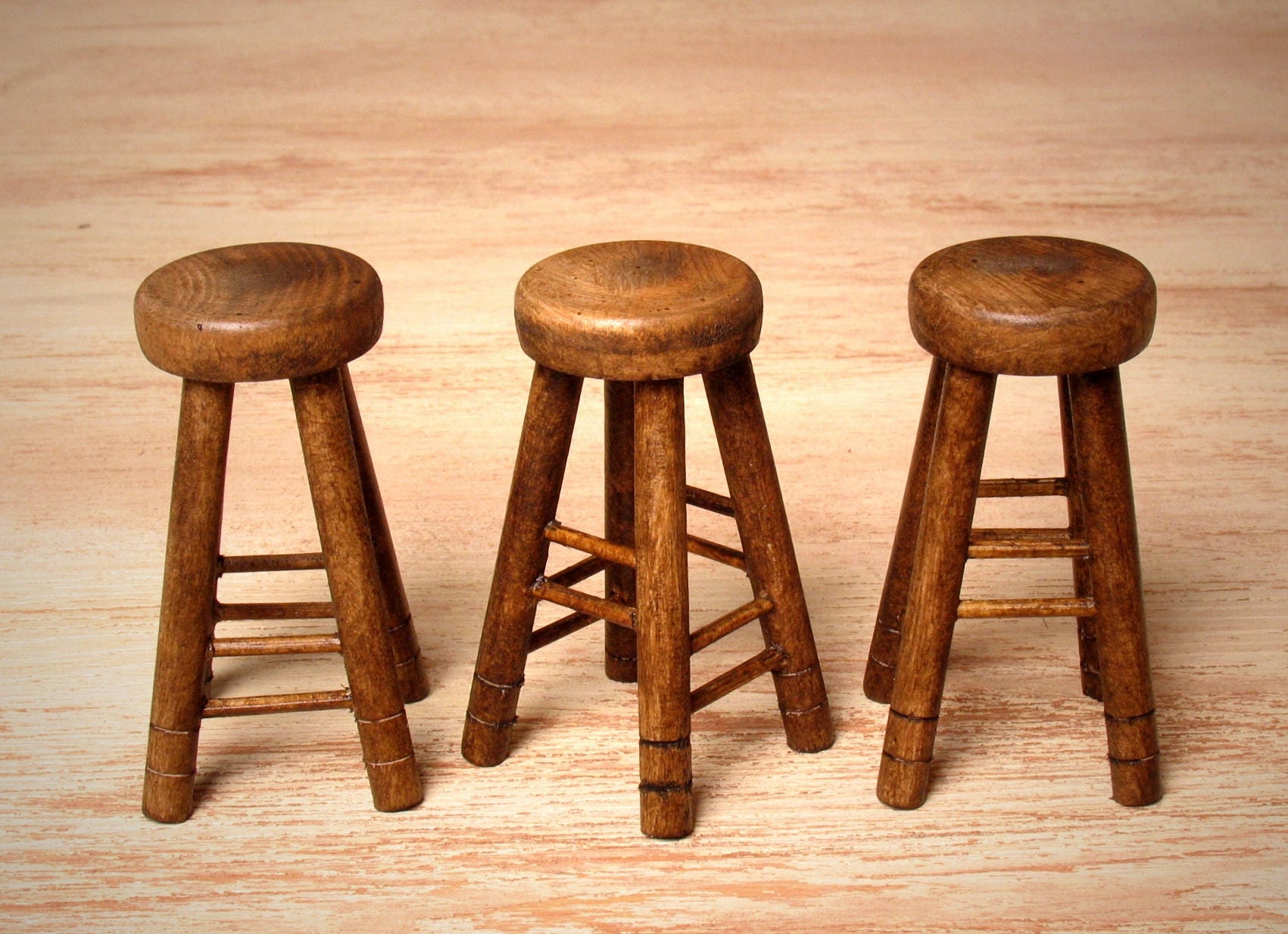 Rustic Miniature Wooden Bar Stool for Your Dollhouse | Etsy