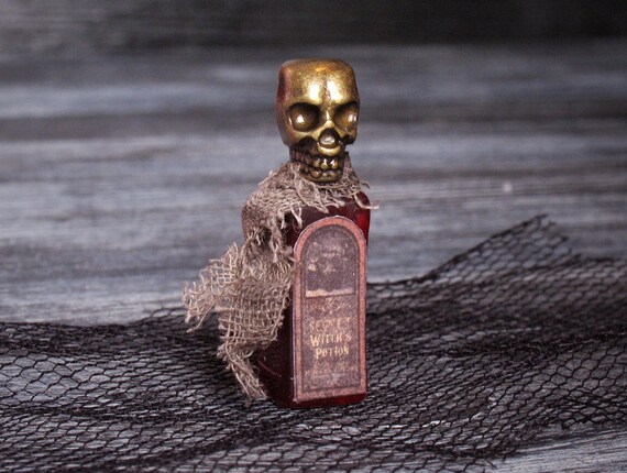 Creepy Miniature Skull Bottle for Halloween | Etsy