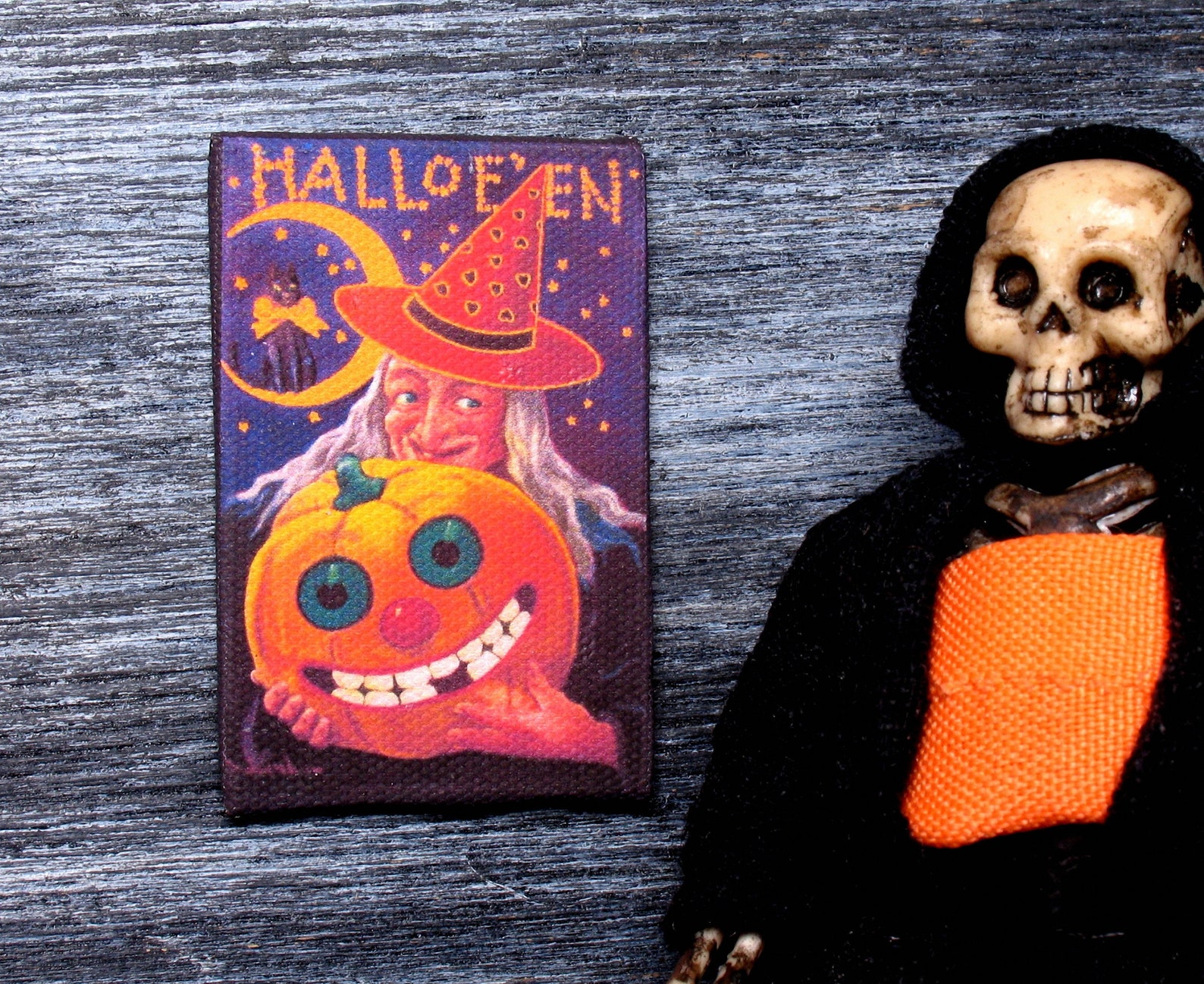 Miniature Halloween Canvas Witch for Your | Etsy