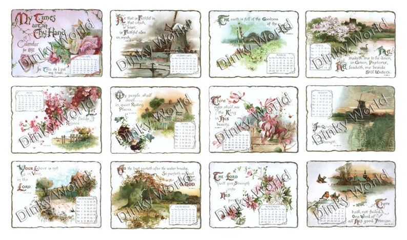 Digital Download: Vintage Miniature Wall Calendar 1897 for - Etsy