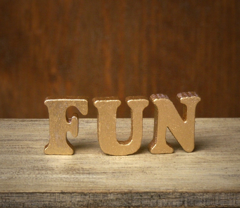 Golden Miniature Wooden Letters fun for Your - Etsy