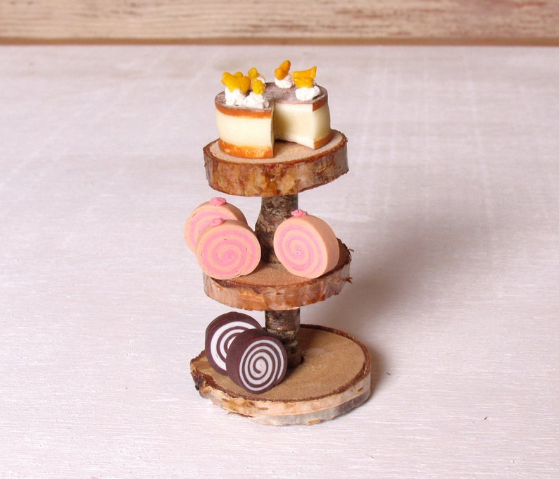 Rustic Miniature Wooden Three-tiered Stand in Nut Brown for - Etsy