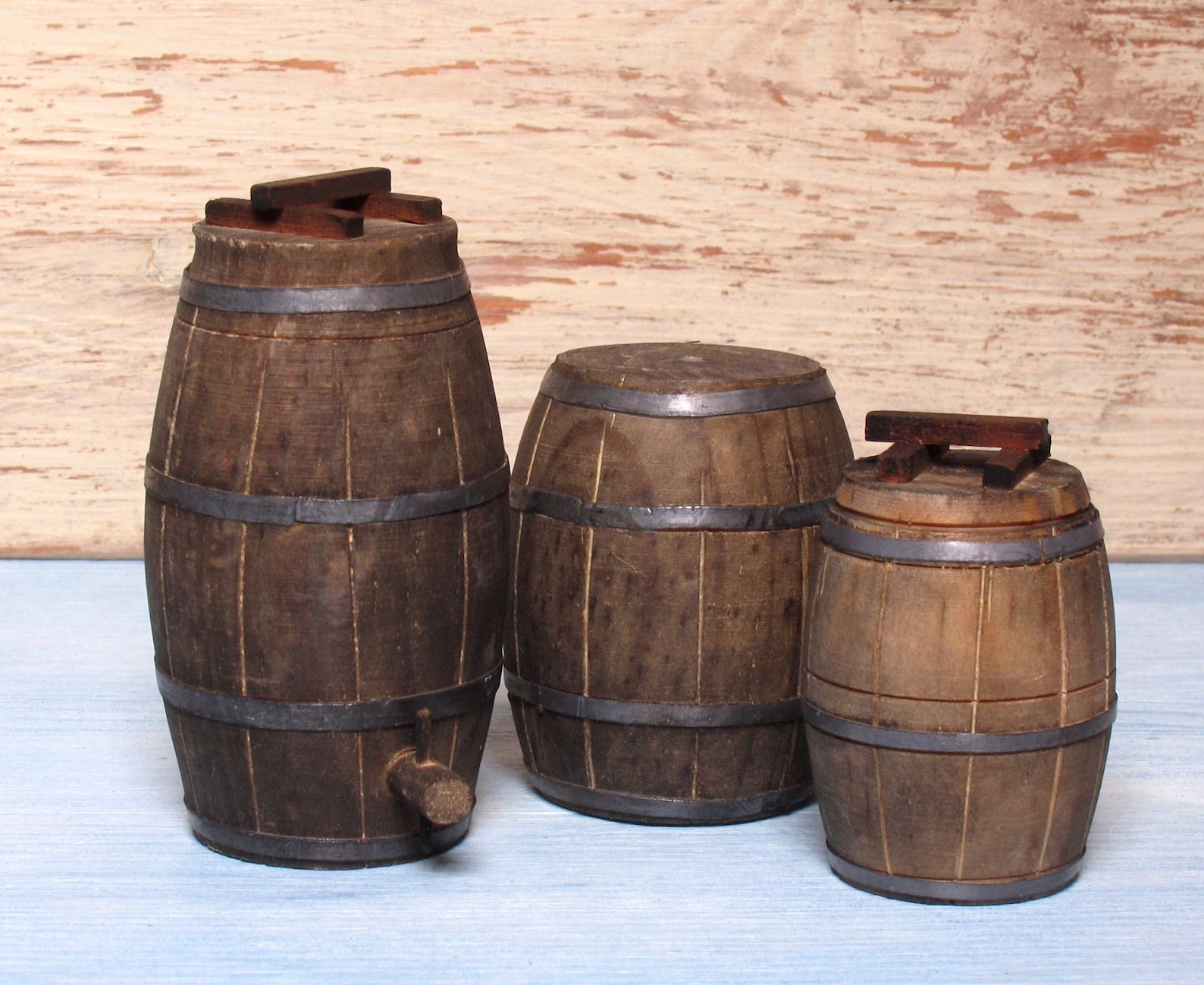 Rustic Miniature Wooden Barrel With Metal Rings for Your Dollhouse - Etsy