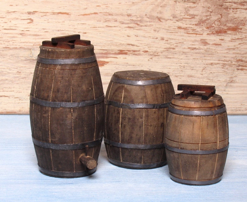 Rustic Miniature Wooden Barrel With Metal Rings for Your - Etsy