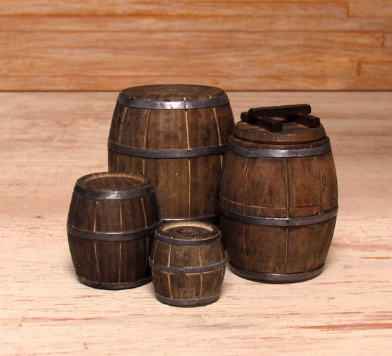 Rustic Miniature Wooden Barrel with Metal Rings for Your | Etsy