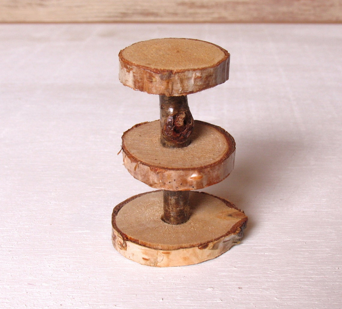 Rustic Miniature Wooden Three-Tiered Stand in Nut Brown for | Etsy