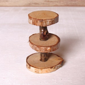 Rustic Miniature Wooden Three-tiered Stand in Nut Brown for Your ...