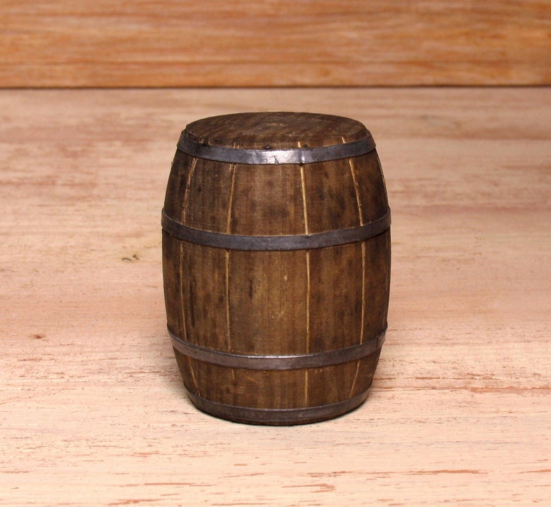 Rustic Miniature Wooden Barrel with Metal Rings for Your | Etsy