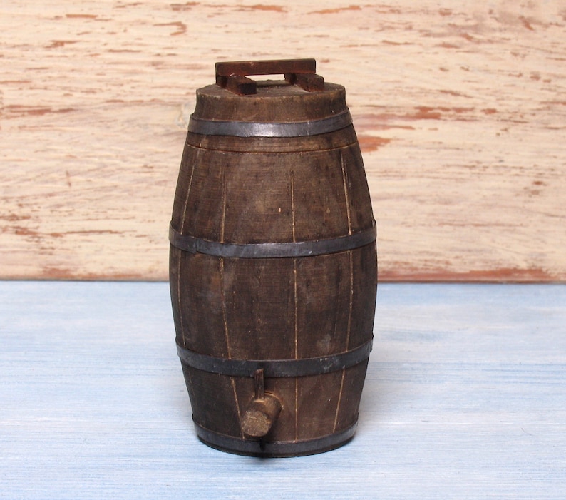 Rustic Miniature Wooden Barrel With Metal Rings for Your - Etsy