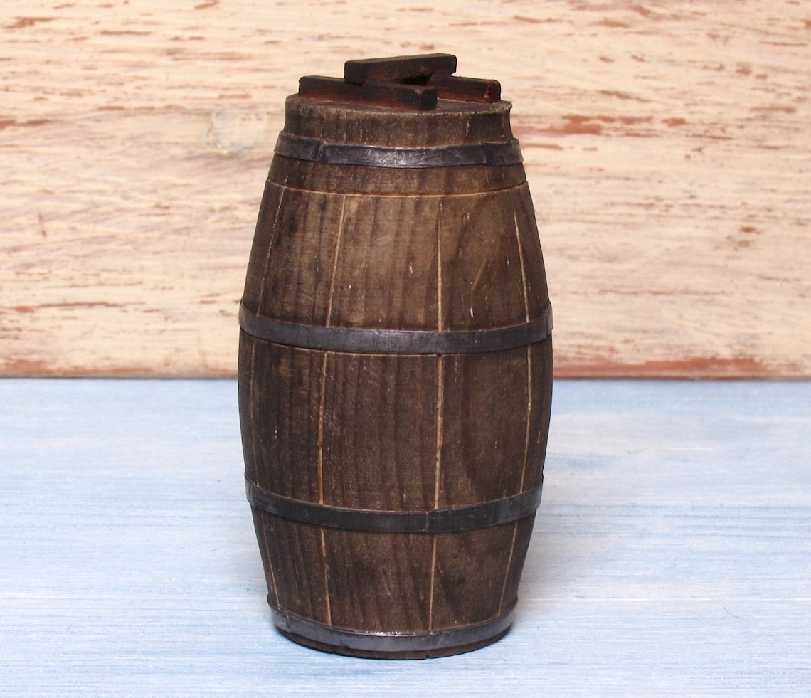 Rustic Miniature Wooden Barrel With Metal Rings for Your - Etsy