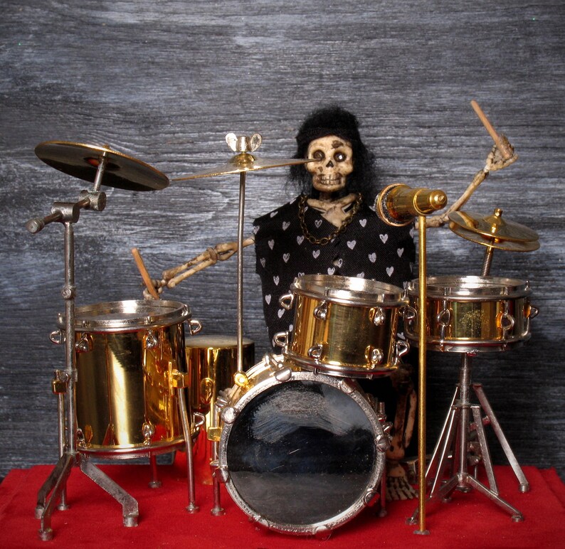 Rocking Miniature Skeleton Drummer With Drums for Your Dollhouse - Etsy
