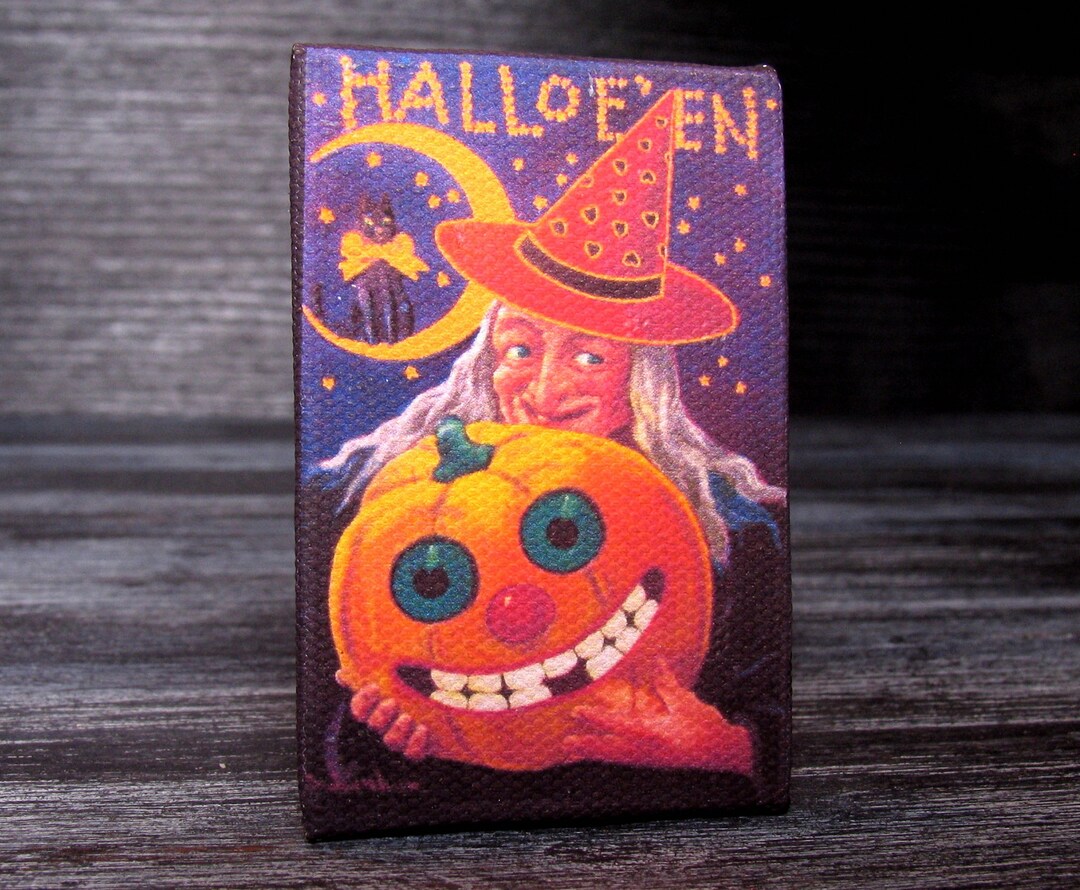 Miniature Halloween Canvas witch for Your - Etsy