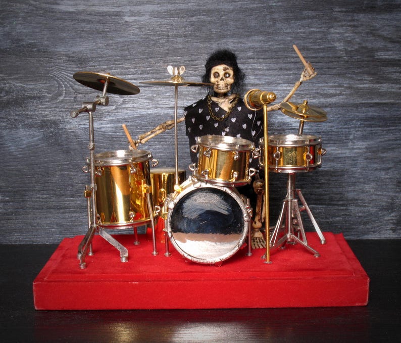 Rocking Miniature Skeleton Drummer With Drums for Your Dollhouse - Etsy