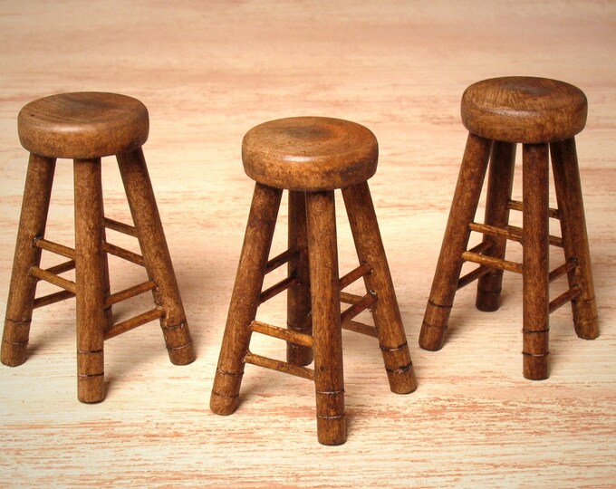 Rustic Miniature Wooden Bar Stool for Your Dollhouse - Etsy