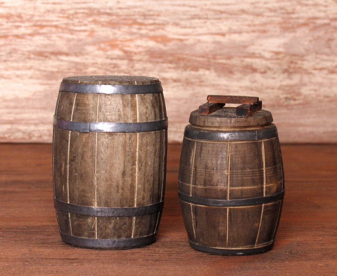 Rustic Miniature Wooden Barrel With Metal Rings for Your Dollhouse - Etsy