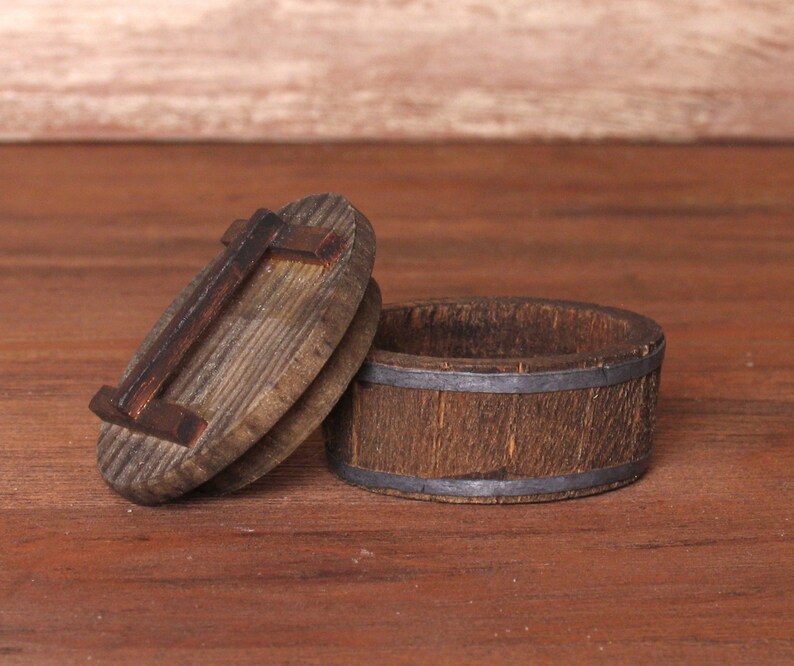 Rustic Miniature Wooden Grape Barrel With Metal Rings for Your | Etsy