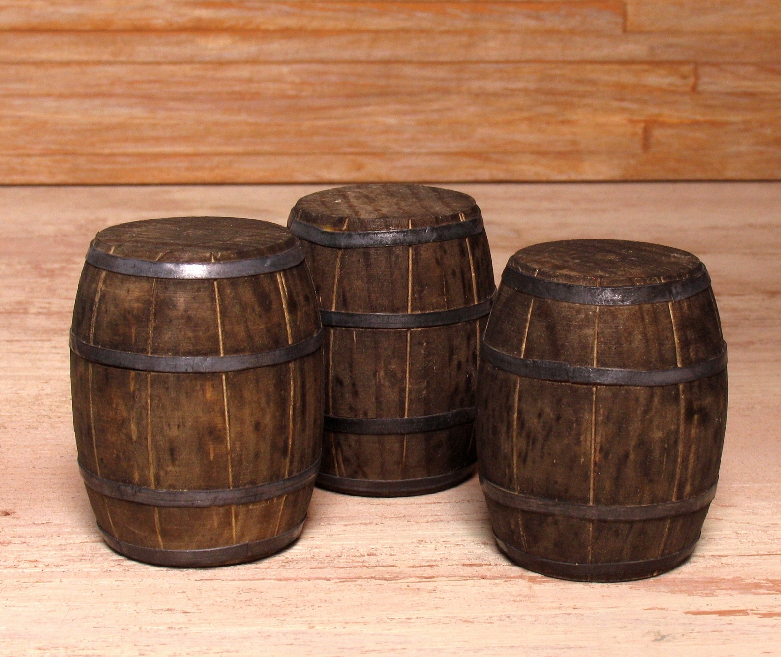 Rustic Miniature Wooden Barrel with Metal Rings for Your | Etsy