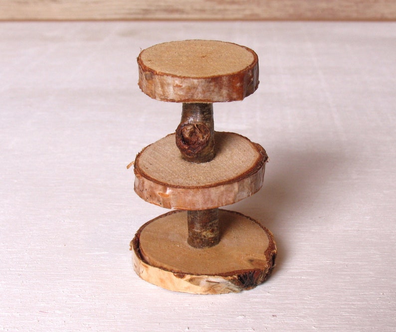 Rustic Miniature Wooden Three-tiered Stand in Nut Brown for - Etsy