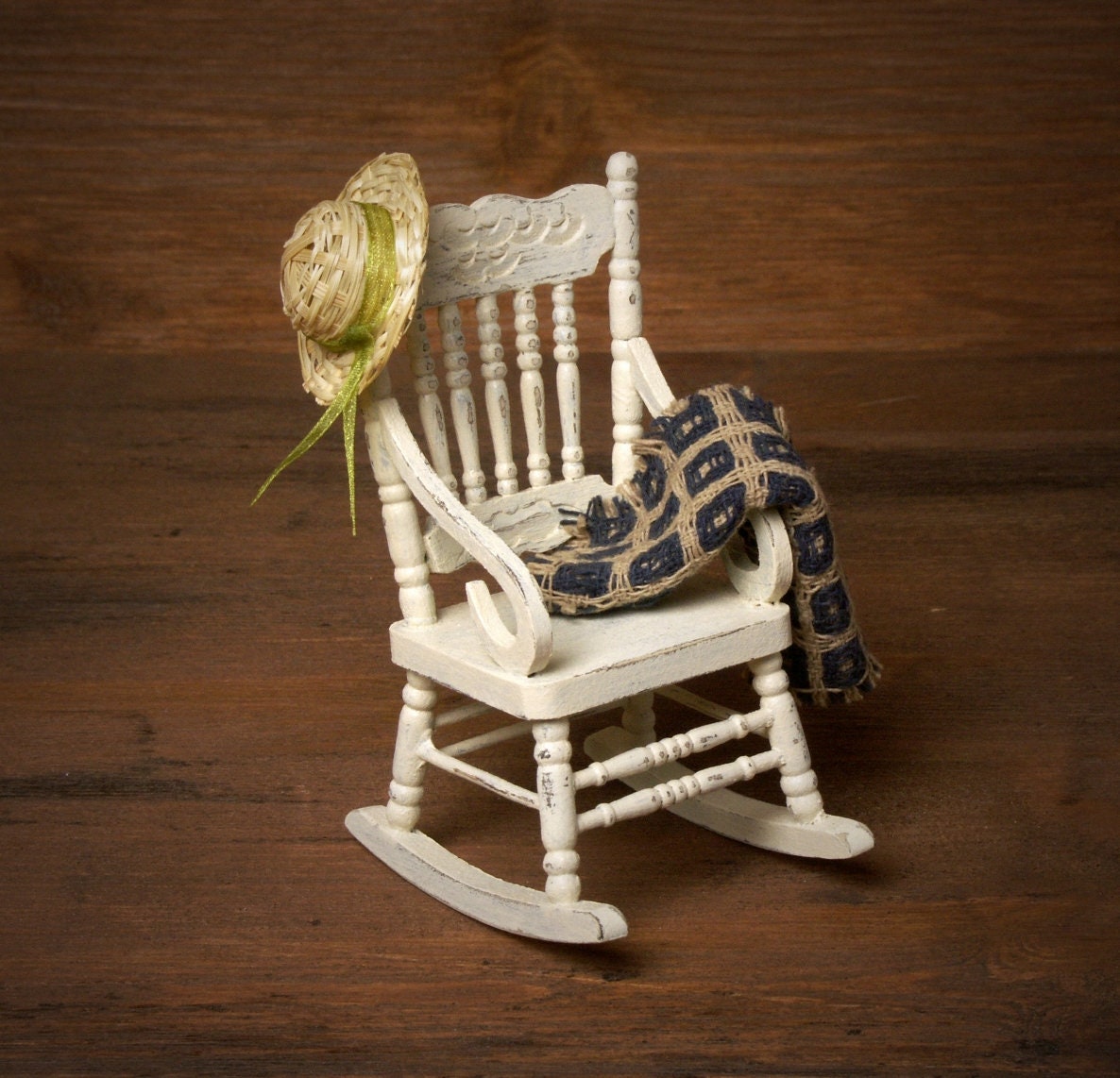 Shabby Chic Miniature Wooden Rocking Chair for Your Dollhouse - Etsy