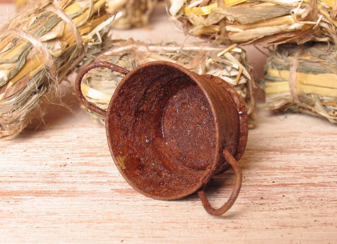 Rustic Rusty Miniature Metal Tub for Your Dollhouse Garden | Etsy