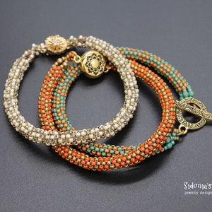 TUTORIAL Flowery Rope Peyote Bracelet - Peyote Beading Pattern - Beaded ...