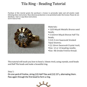 Beaded Ring Tutorial - Half Tila Ring - Half Tila Pattern - PDF Pattern ...