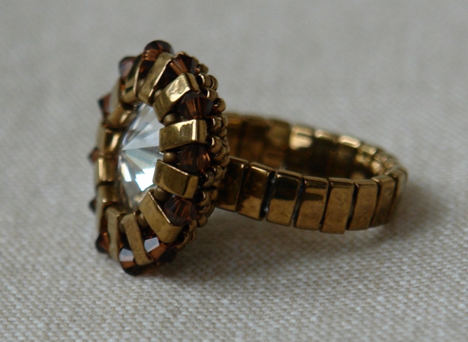 Beaded Ring Tutorial - Half Tila Ring - Half Tila Pattern - PDF Pattern ...