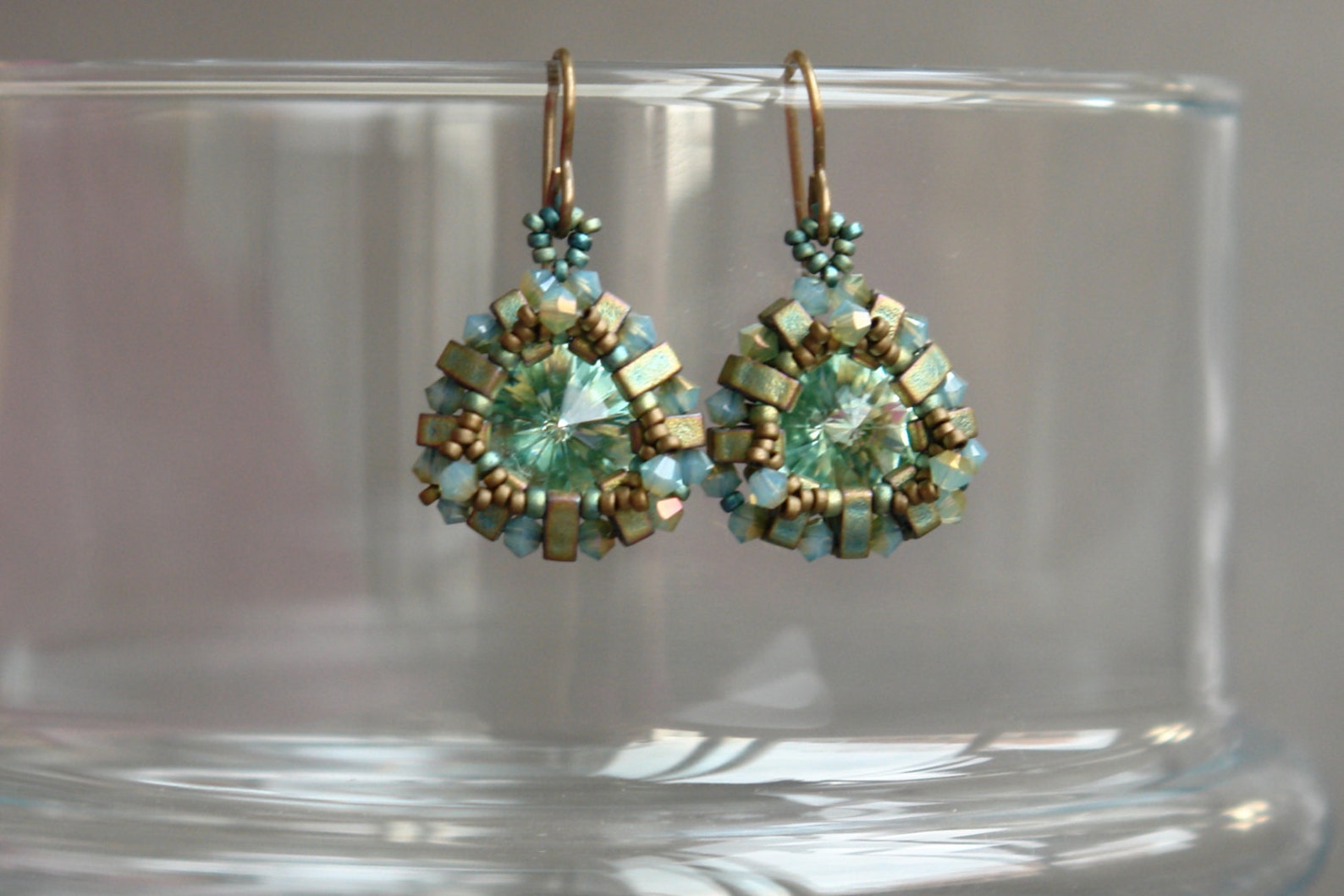 Half Tila Rivoli Bezel Earrings Tutorial - Half Tila Beads and Rivoli ...