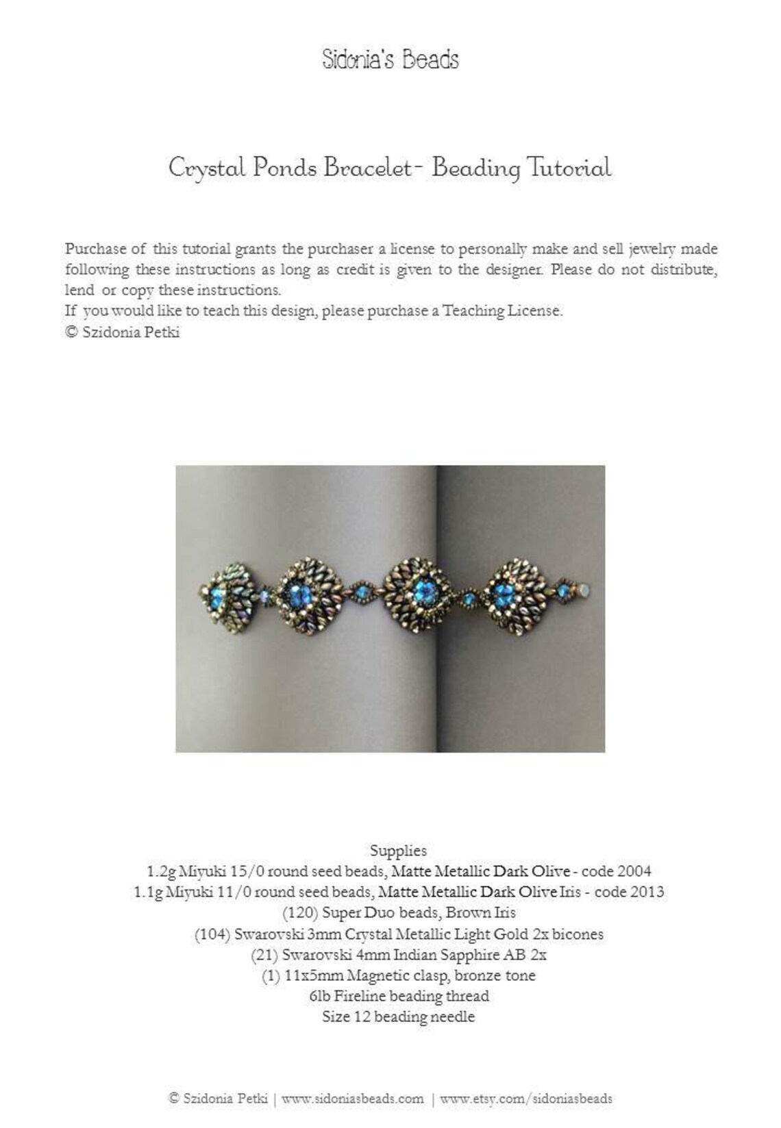 Superduo Bracelet Tutorial Crystal Ponds Superduo Pattern - Etsy UK