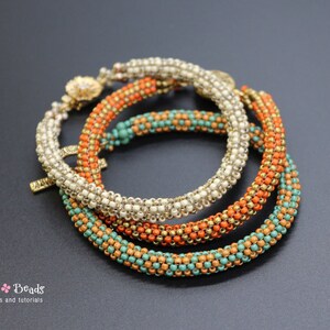 TUTORIAL Flowery Rope Peyote Bracelet - Peyote Beading Pattern - Beaded ...