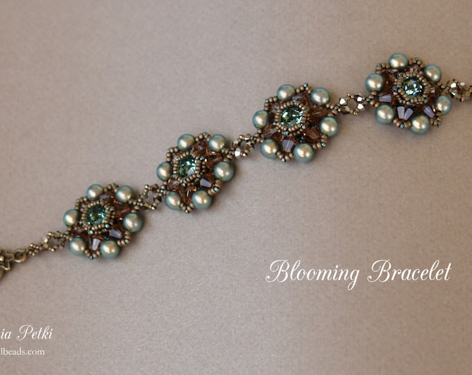 Pimpernels beading Tutorial Swarovski and Fire Polished Bracelet beading Pattern Beaded Bracelet ...