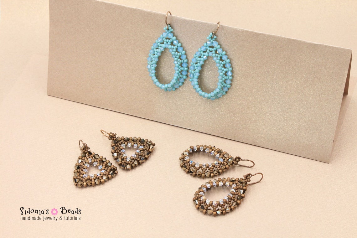 TUTORIAL - Beaded Great Open Teardrops and Open Triangles Earrings ...