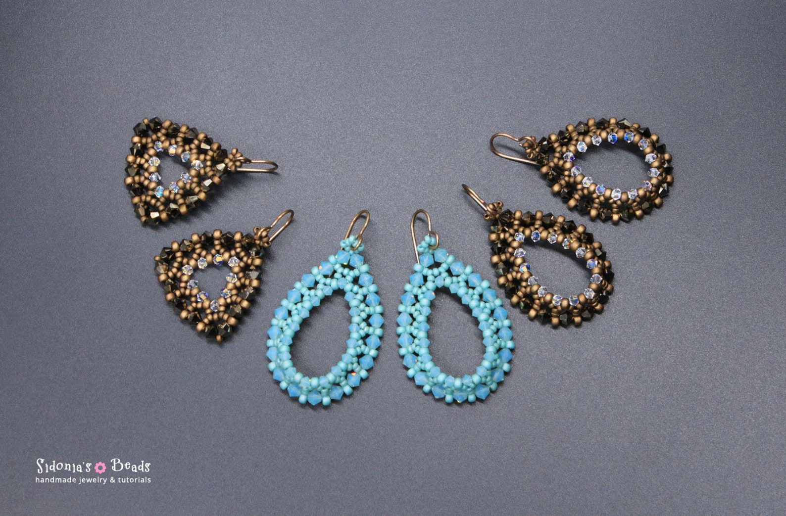 TUTORIAL - Beaded Great Open Teardrops and Open Triangles Earrings ...