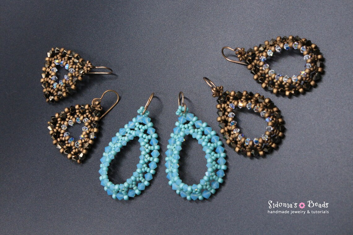 TUTORIAL - Beaded Great Open Teardrops and Open Triangles Earrings ...