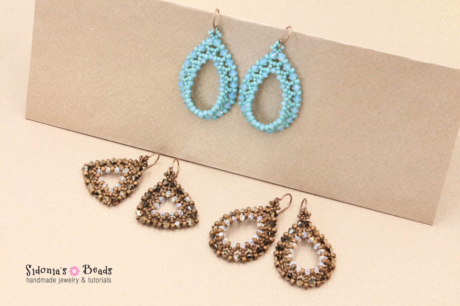TUTORIAL - Beaded Great Open Teardrops and Open Triangles Earrings ...