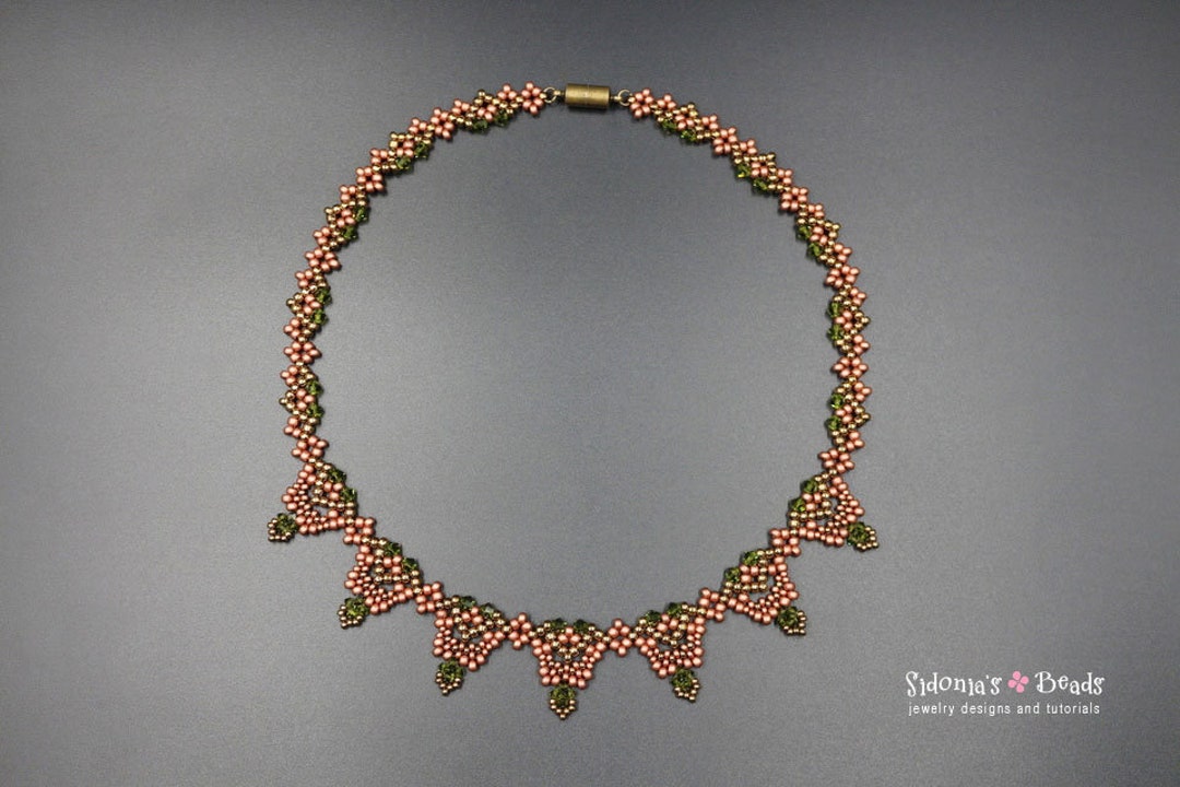 Necklace TUTORIAL - Seed Beads and Crystals Necklace PATTERN - Garland ...