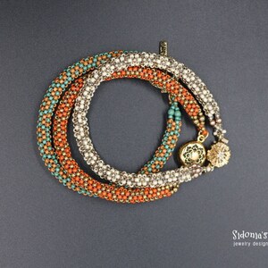 TUTORIAL Flowery Rope Peyote Bracelet - Peyote Beading Pattern - Beaded ...