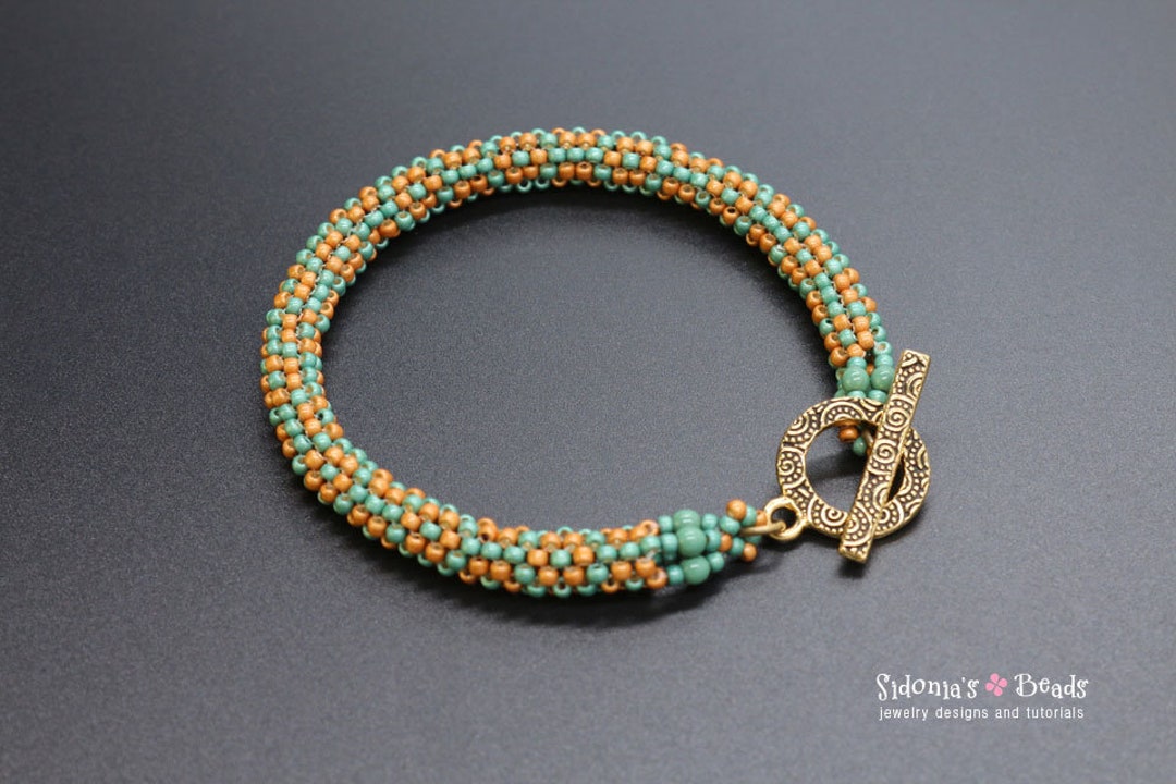 TUTORIAL Flowery Rope Peyote Bracelet - Peyote Beading Pattern - Beaded ...