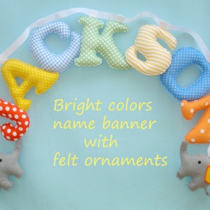 Name Banner, Fabric Letters, Bright Colors Name Banner, Yellow,orange ...