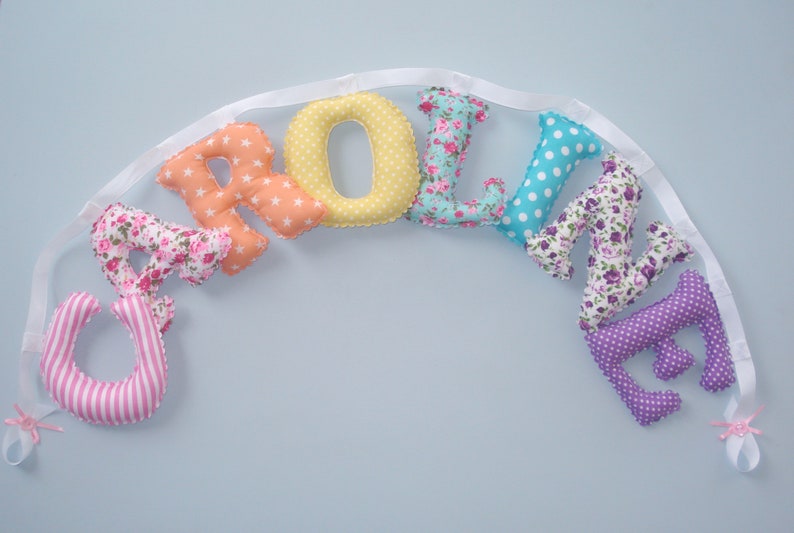 Rainbow Fabric Letters,girl's Room Name Sign,fabric Name Banner,name ...